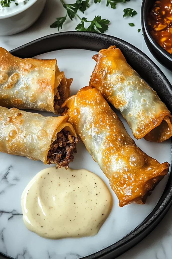 Crispy Cheeseburger Eggrolls with Special Sauce – Eva Recipe