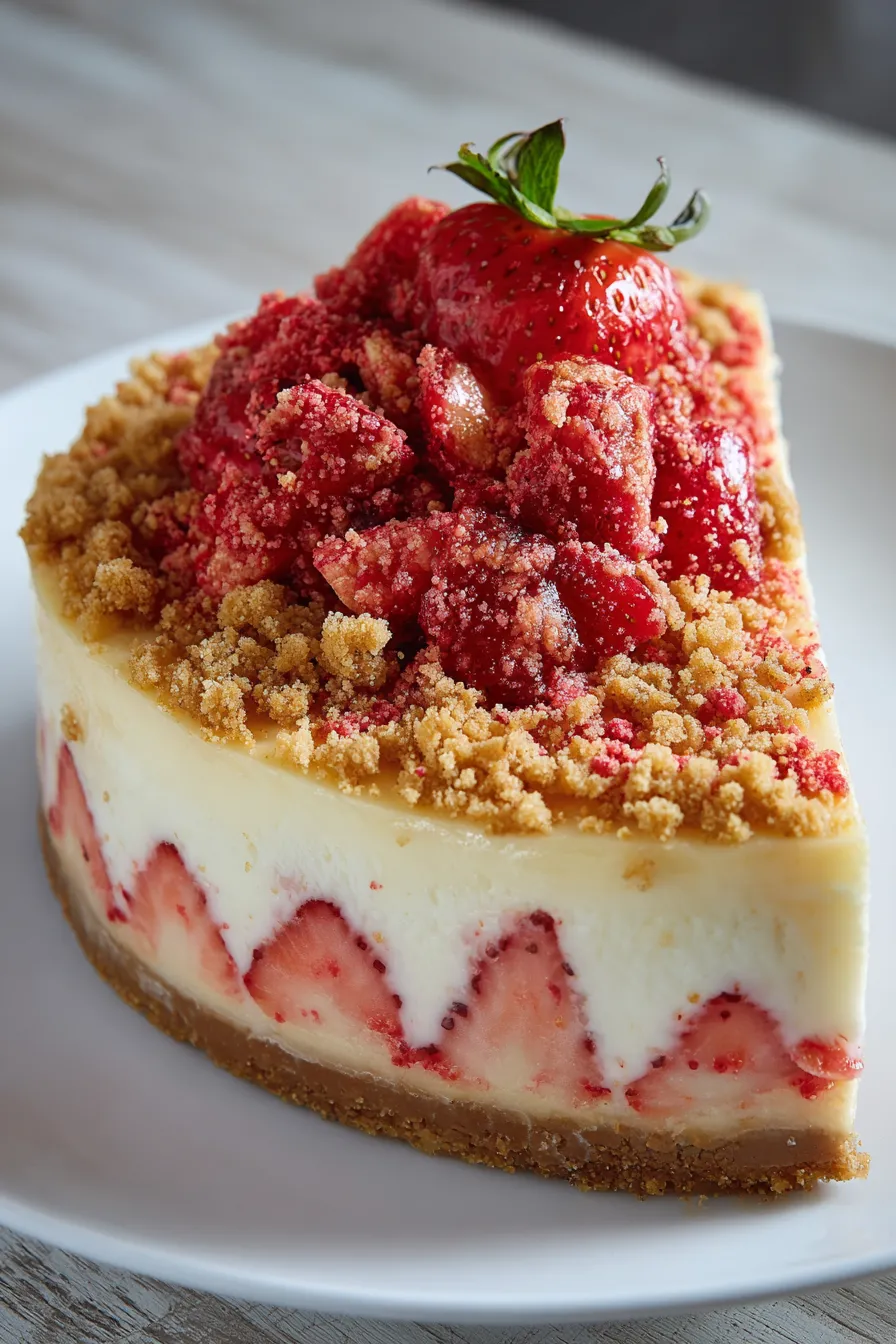 Strawberry Crunch Cheese Cake – Eva Recipe