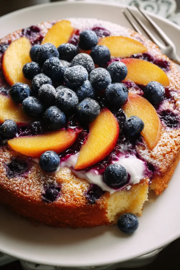 Blueberry and Peach Sour Cream Cake – Eva Recipe