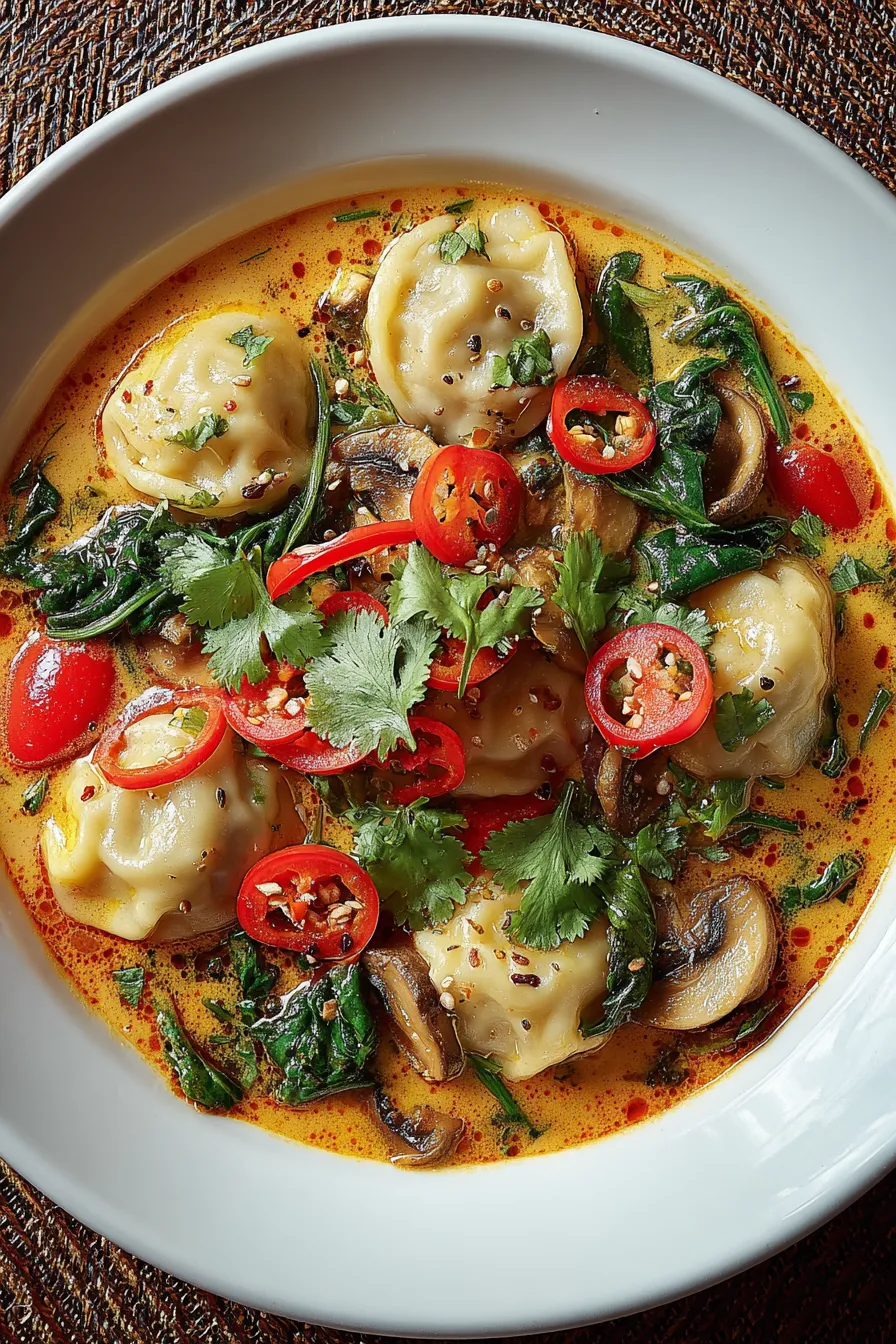 Spicy Coconut Curry Dumpling Soup – Eva Recipe