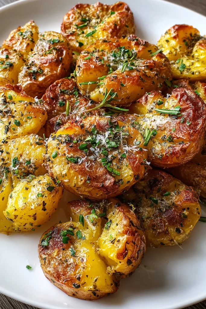 Crispy Garlic Herb Smashed Potatoes – Eva Recipe