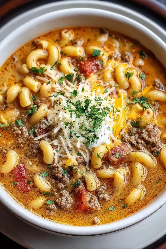 One-Pot Macaroni Cheeseburger Soup – Eva Recipe