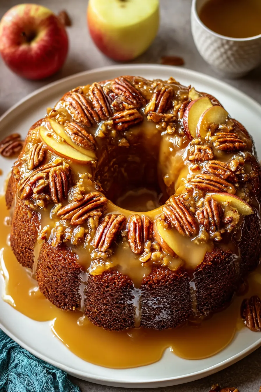 Apple Pecan Cake With Caramel Glaze – Eva Recipe