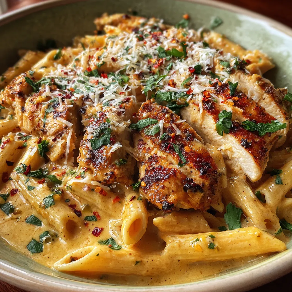 Creamy 3-Cheese Sauce Penne With Garlic Butter Chicken – Eva Recipe